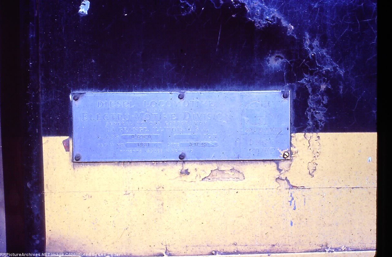 SCL 546 E7A Builders Plate